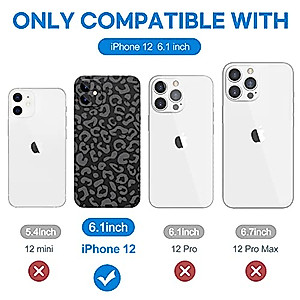 Hython Case for iPhone 12 Case Leopard, Matte Black Cheetah Print Pattern Design [Not Rub Off], Cute Aesthetic Slim Soft TPU Shockproof Protective Phone Case Cover for Women Men, Black Leopard