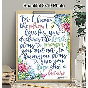 Jeremiah 29 11 Wall Art - For I Know the Plans I Have for You - Christian Inspirational Wall Decor - Religious Wall Art - Bible Verse Gifts - Catholic Wall Decor for Women - Scripture Wall Art