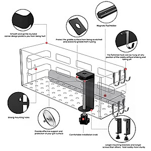Griddle Caddy for Blackstone Griddle Accessories, Space Saving Grill Accessories Storage Caddy, BBQ Accessories Holder for Blackstone 28”-36” Griddle with a Magnetic Tool Holder and 6 J-Hooks