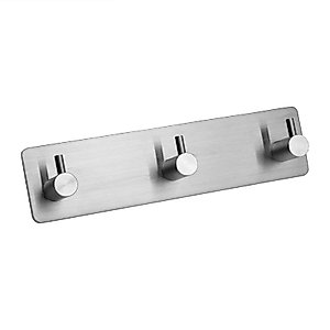 Self Adhesive Towel Hooks for Bathrooms Brushed Nickel Stick on Wall Hooks Bath Adhesive Towel Hanger Peel and Stick Matte Black Shower Hooks for Wall Adhesive Coat hook for Wall Mount 3 hooks
