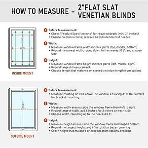 DEZ FURNISHINGS 2" Cordless Flat Slat Venetian Blind, 61.5"W x 64"H, White