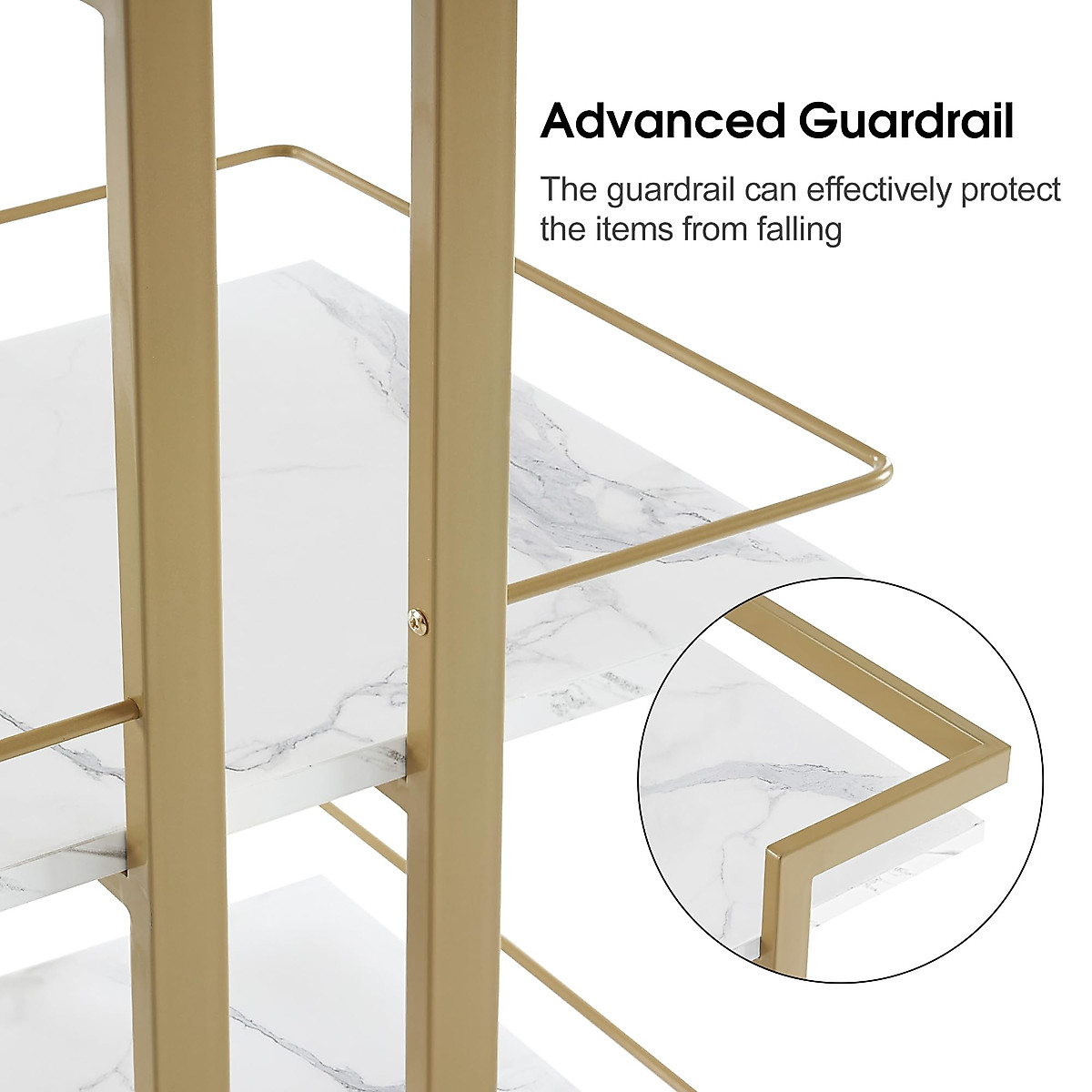 BarberPub Utility Manicure Trolley Metal Storage Rolling Barber Cart with Wheels Multi-Purpose Rack Heavy-Duty Trolley 2033 (White)