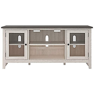 Signature Design by Ashley Dorrinson Farmhouse TV Stand with Fireplace Option, Fits TVs up to 58", Whitewash