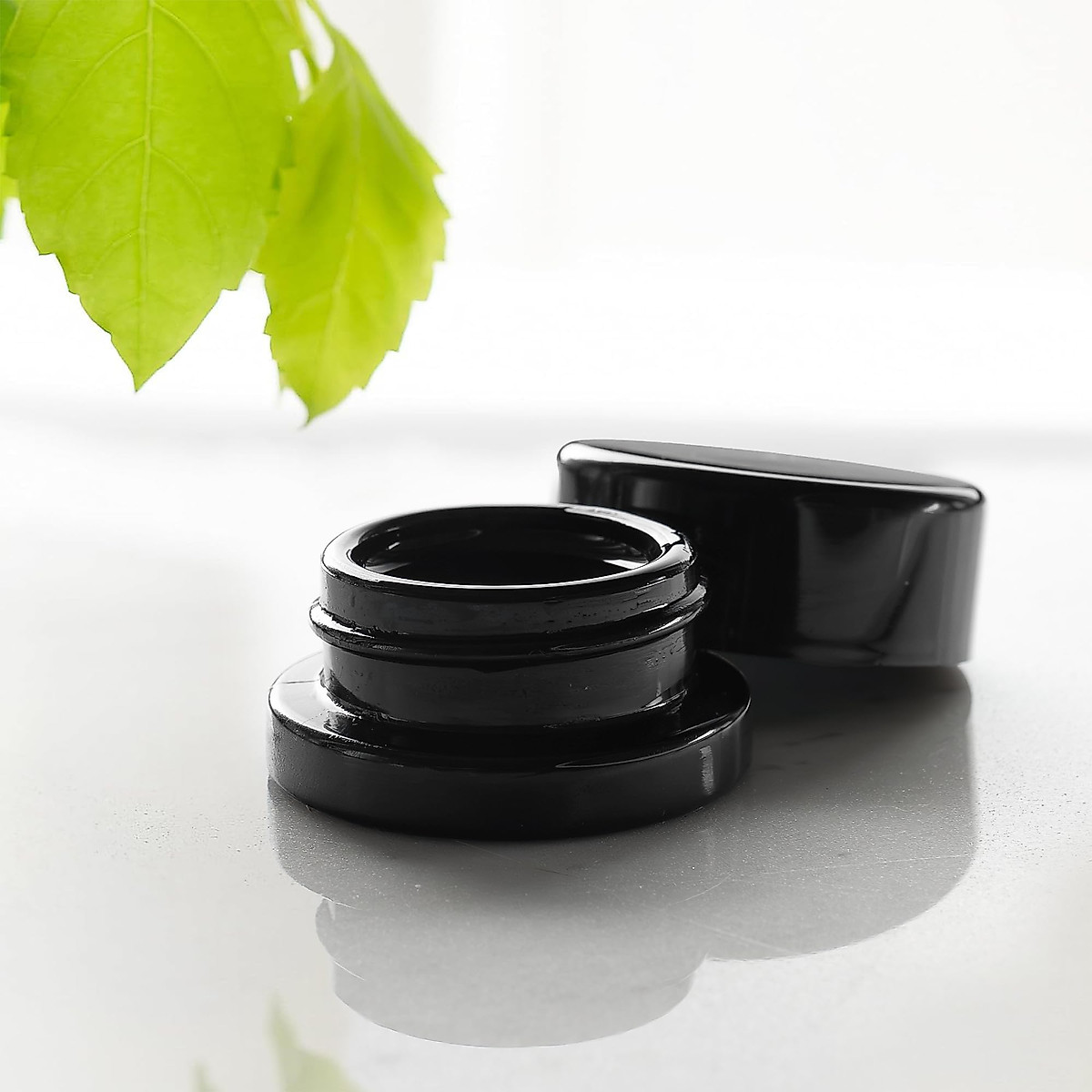 (200 Pack) 9ml Thick Black Glass Jars with Black Child Resistant Lids - UV Resistant - Storage for Oil, Wax, Lip Balm, Cosmetics - Child Proof Container