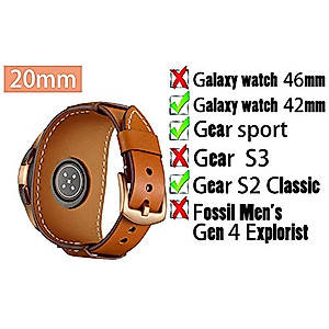 Balerion Cuff Genuine Leather Watch band,Compatible with Samsung Galaxy Watch 6/5/ 4,Galaxy watch3 41mm,Galaxy watch 42mm,Gear Sport and other standard 20mm band width watch,Brown