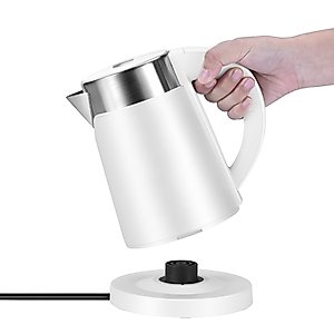Wdcme Small Portable Electric Tea Kettle, 0.8L Travel Electric Coffee Kettle, Mini Hot Water Boiler Stainless Steel (White)