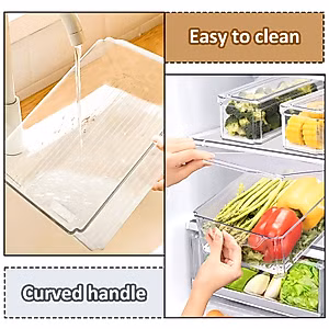 Jiazonsong 14 Pack Fridge Organizer, Stackable BPA-Free Refrigerator Organizer Bins with Lids, Fruit Storage Containers for Fruit Vegetable Food Drinks Cereals Clear