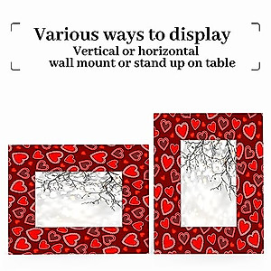 POFATO Red Love Heart 5x7 Picture Frame Wood Photo Frame for Tabletop Display Wall Mount Picture Frame Display 5 x 7 Inch Photo Wall Decor Home Gift Frames