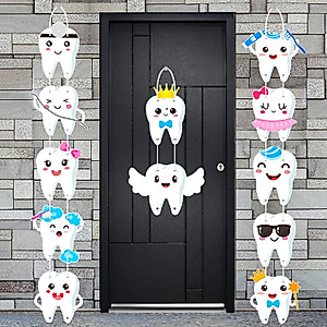 Tooth Party Banners Tooth Party Door Sign Welcome Teeth Birthday Party Supplies Dental Party Decorations Tooth Party Cutouts for Dentist Baby Shower Supplies