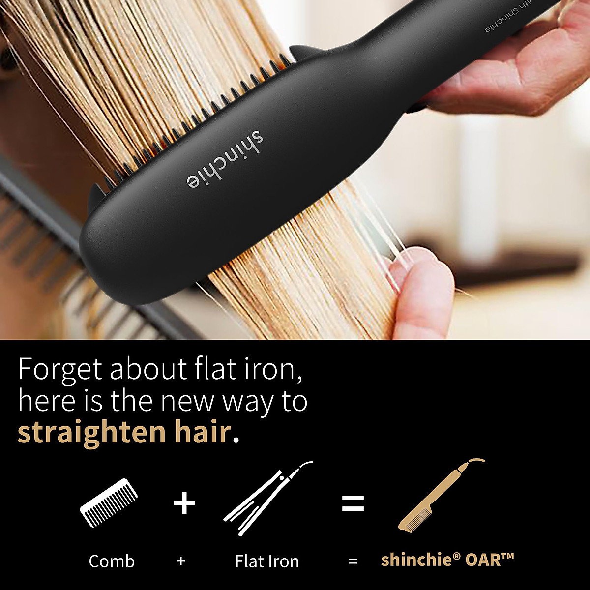 SHINCHIE Oar One Step Hair Straightener Brush, Ideal Heat Straightening Brush for Silky, Shiny Hair, Hot Comb for Women Without frizz
