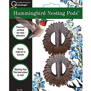 Quackups 2.6" Hummingbird Nesting Pods™, 2-Pk with Clips to Easily Attached on Branch for Outdoor Patio Garden Bird House