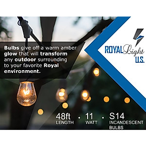 RZSAIDA Light Outdoor String Lights 48 ft Thick Bulb with Hanging Sockets Weatherproof Commercial Grade Bistro Backyard Market Patio Cafe Porch Garden Deck Gazebo Pergola Balcony Exterior Strand