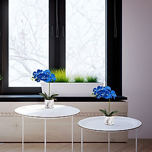 U'Artlines Artificial Orchid in White Pot Fake Phalaenopsis Flower Real Touch with Vase for Table Office Home Party Decoration (Medium, White)