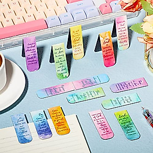 48 Pcs Bible Verse Magnetic Bookmarks Inspirational Scripture Christian Book Markers Religious Motivational Encouragement Flower Page Clips Presents for Women School Office Supplies