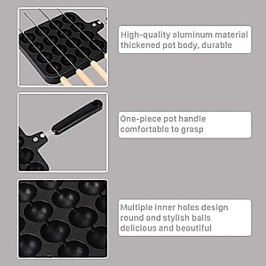 Takoyaki Grill Pan Plate,Cooking Baking Mould Tray Cast Aluminum Non Stick Japanese Food Round Pancake