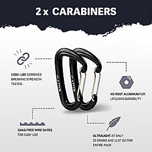RALLT Ultralight Hammock Straps - Tree Straps w/Wire Gate Carabiners for Portable Outdoor Hiking and Camping Gear - 20ft Suspension System Kit - 2,000+ lbs Polyester Straps (Charcoal, 1 Pack)