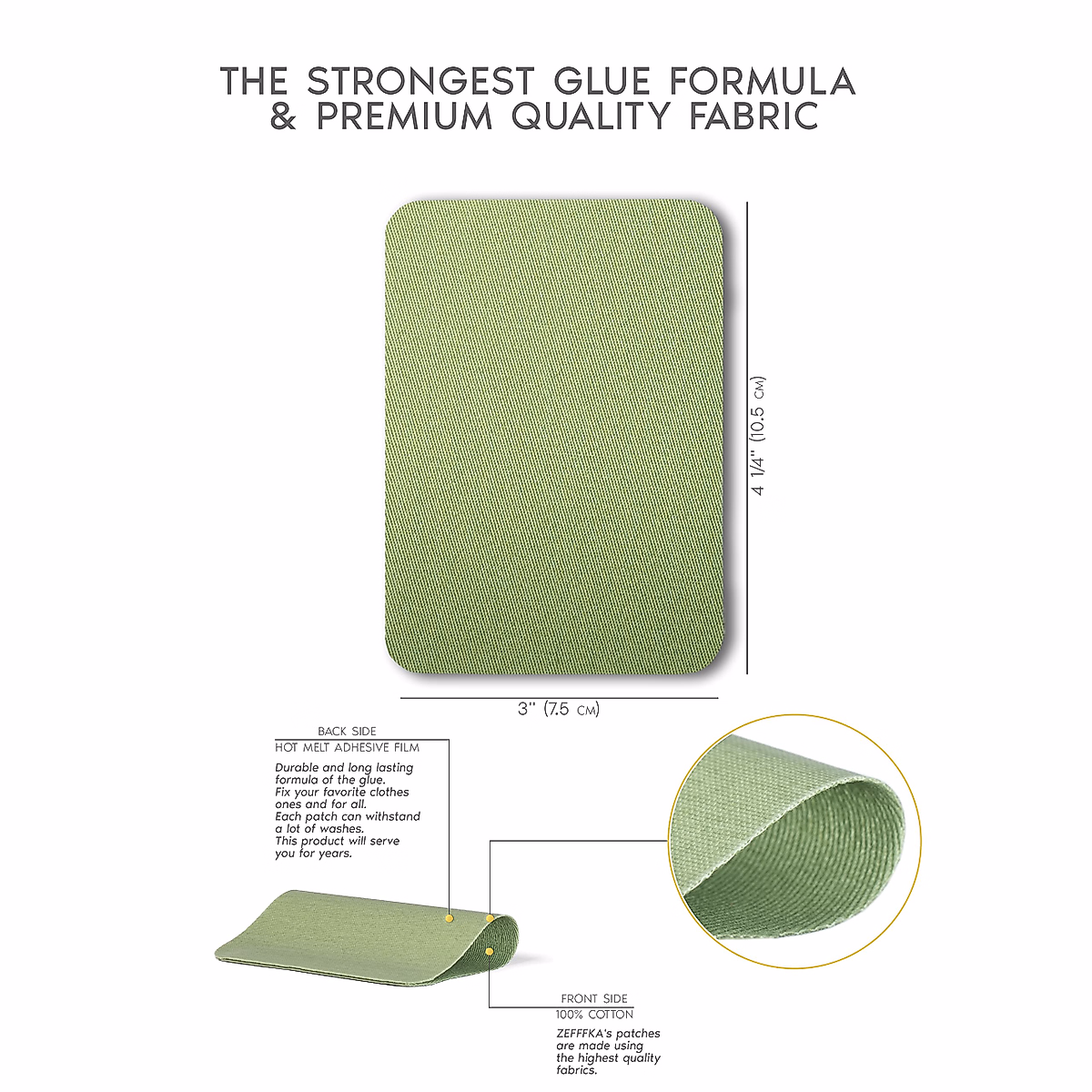 ZEFFFKA Premium Quality Fabric Iron-on Patches Inside & Outside Durable 100% Cotton Blue Gray Beige Brown Yellow Red Green Repair Decorating Kit 14 Pieces Size 3" by 4-1/4" (7.5 cm x 10.5 cm)