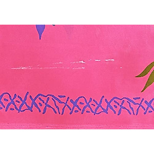 Peegli Indian Women's Crepe Silk Leaf Saree Vintage Pink Fabric DIY 5 Yards Sari