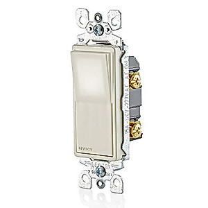 Leviton L5611-2T 15 Amp, 120/277 Volt, Decora LED Illuminated Rocker Single-Pole AC Quiet Switch, Residential Grade, Grounding, Light Almond