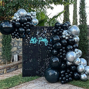 COKAOBE Black and Silver Balloons Garland Kit, 124pcs Black Metallic Silver Confetti Balloon Arch Kit for Wedding Engagements Birthday Graduation Baby Shower Celebrations Anniversary Party Decorations