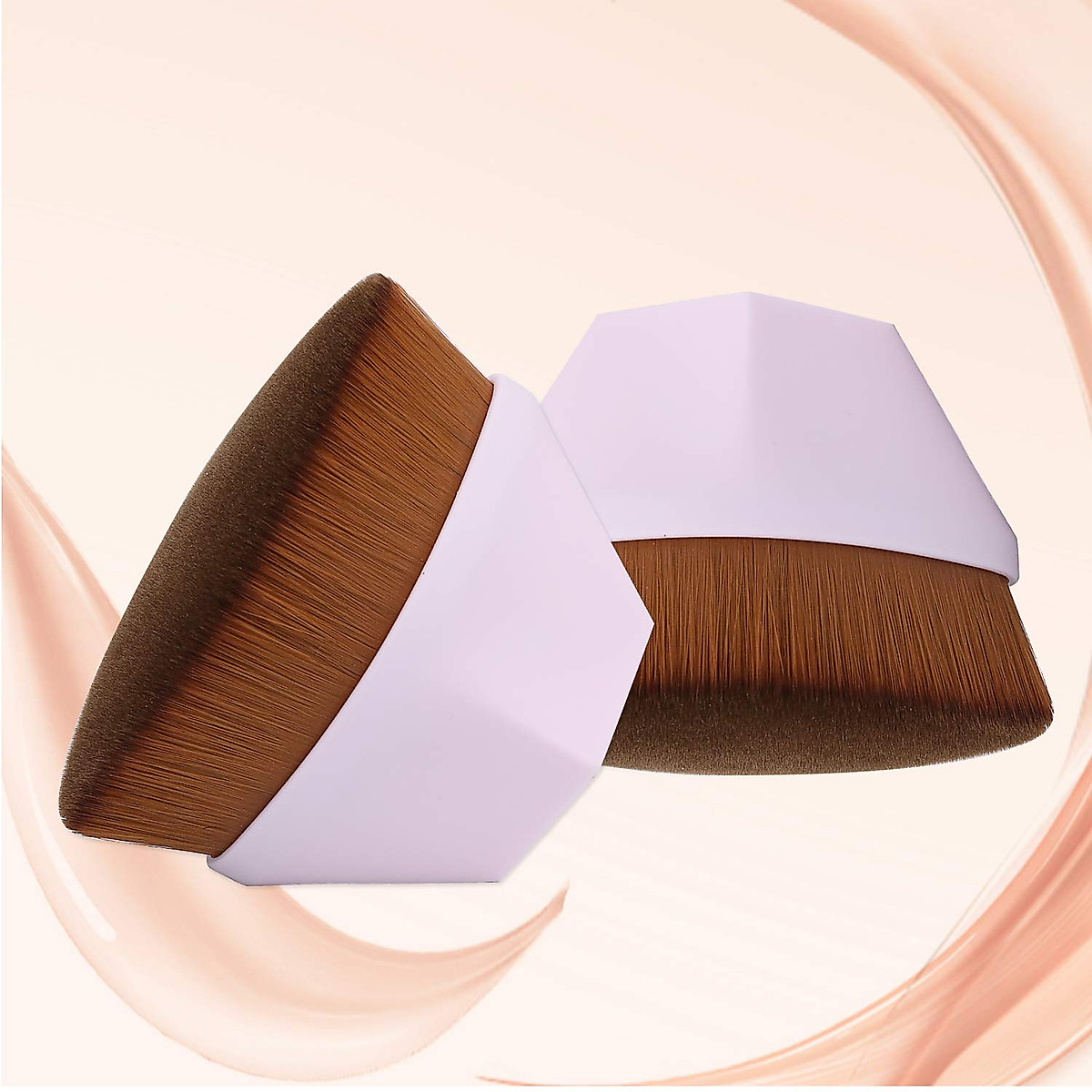 ENERGY Foundation Brush for Liquid Makeup Flat Top Kabuki Brush for Face Full Coverage Liquid Cream Foundation Contour Bronzer Setting Powder Blending Buffing with Brush Travel Case Pink