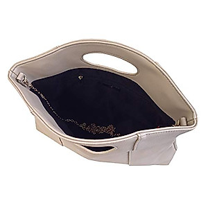 JNB Synthetic Leather Fold Over Clutch, Beige