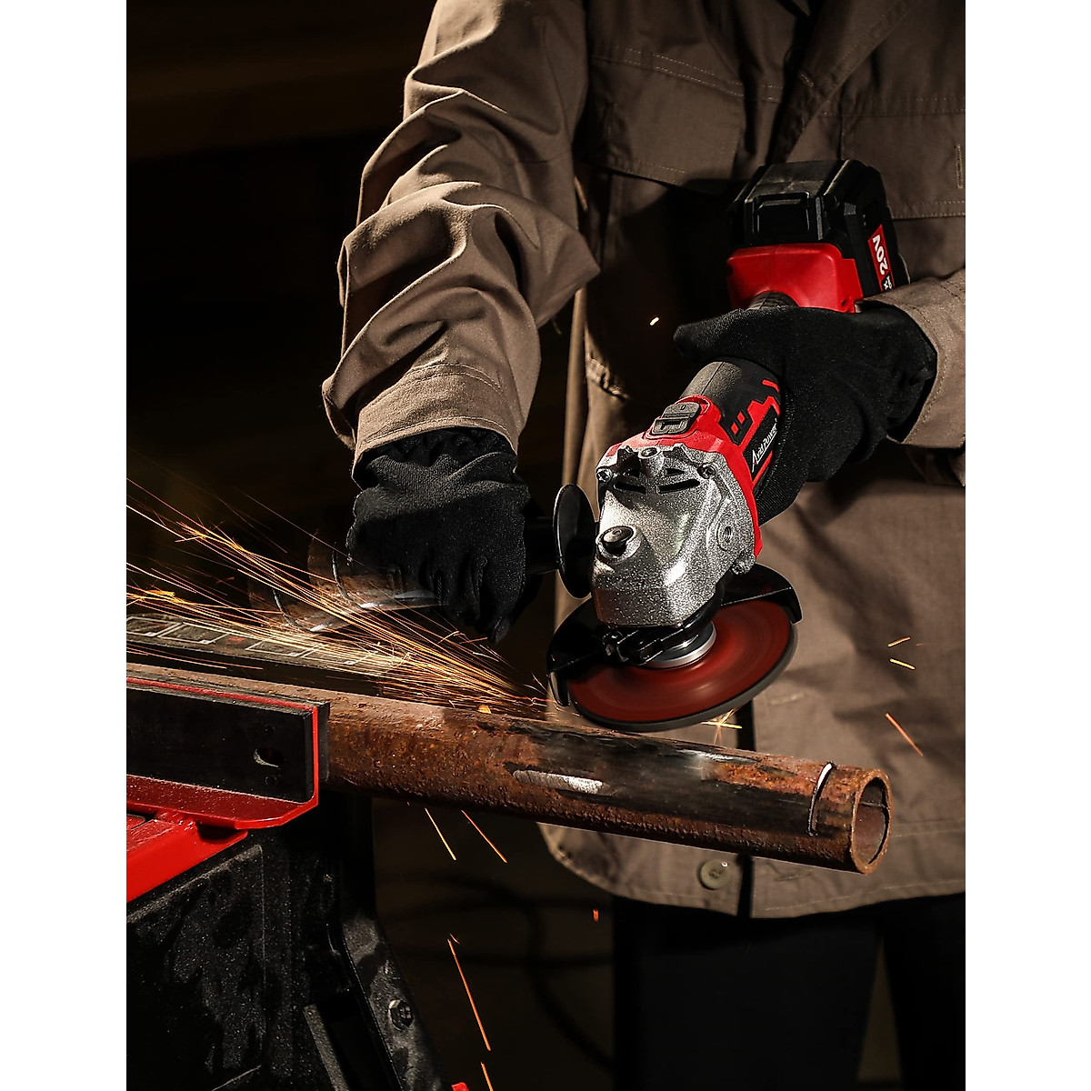 AVID POWER 20V Cordless Angle Grinder w/4.0A Battery & Fast Charger Bundle with 20V Cordless Impact Wrench w/Max Torque 330 ft lbs (450N.m)