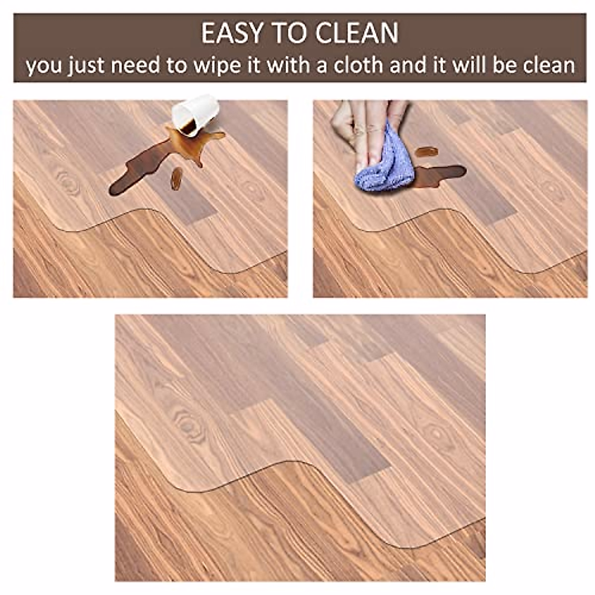 HOMEK Office Chair Mat for Hardwood Floor, 48” x 30” Clear Desk Chair Mat for Hard Floor, Easy Glide for Chairs