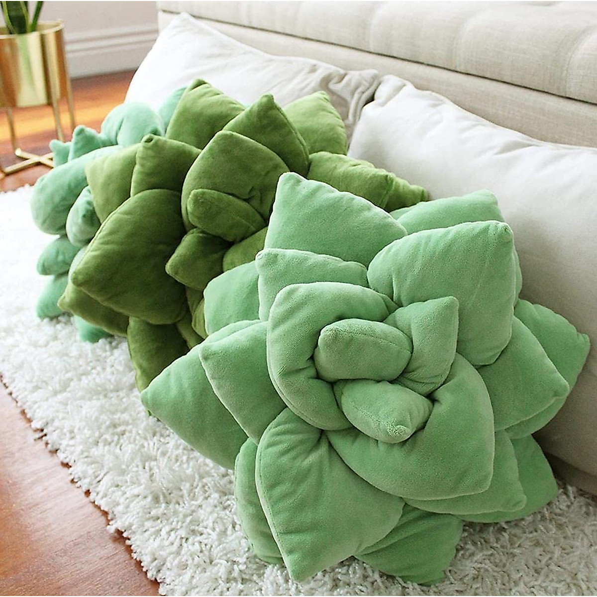 Evaner 3D Succulents Cactus Pillow, Cute Succulents, for Garden or Green Lovers Baby Green Plant Throw Pillows for Bedroom Room Home Decoration Novelty Plush Cushion,Blue