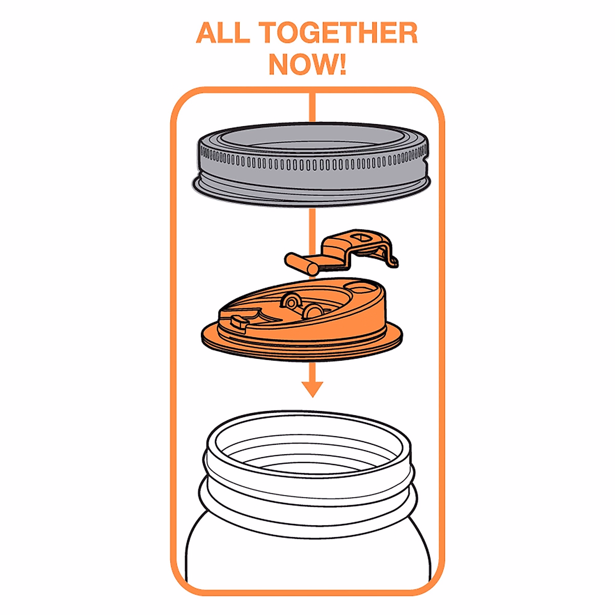 Jarware Drink, Orange Lid for Regular-Mouth Mason Jars