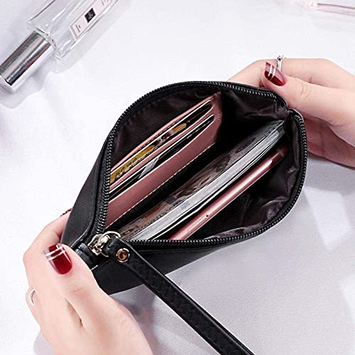 ZHAOCC Ladies Wallet, Ladies Compact Clutch Mini Wallet Ladies Ladies Clutches, Casual Long Clutches, Simple and Fashionable Ladies Wallets (Color : Gold)