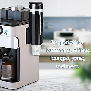 Cup Dispenser, Wall Mount Water Cooler Cup Dispenser fits 4-7 oz Disposable Paper and Plastic Cups, Pull Type Cup Holder for Bathroom, Office, Break Room, Gym, Black