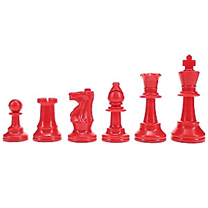 WE Games Color Bright Plastic Staunton Tournament Chess Pieces with 3.75 in. King - Half Chess Set of Chess Pieces Only, Red