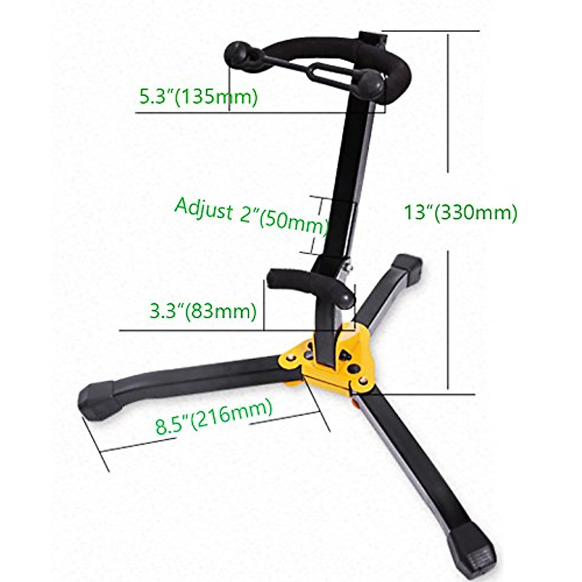 Luvay Alto/Tenor Sax Stand, Foldable(12") & Adjustable, Triangle Base Design
