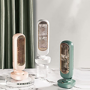 FEER Retro Desktop Fan Three Speed Electric Office Double-leaf Tower Fan Vertical Portable Rechargeable Usb (Color : C, Size : 109 * 109 * 293mm)