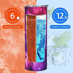 Tangopi Pink Purple Galaxy 20 oz Tumbler with Lid and Straw Insulated Travel Coffee Mug Reusable Spill Proof Coffee Cups Stainless Steel Water Bottle for Hot and Cold Drinks
