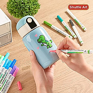 Shuttle Art Paint Pens, 42 Colors Acrylic Paint Markers, Low-Odor Water-Based Quick Dry Paint Markers for Rock, Wood, Metal, Plastic, Glass, Canvas, Ceramic