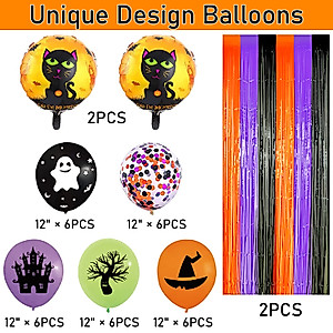 Halloween Birthday Party Decorations Halloween Birthday Banner Halloween Tablecloth Backdrop Banner Tinsel Fringe Foil Curtains Latex Balloons Cake Toppers for Kid Halloween Theme Birthday Party Decor
