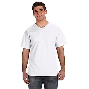 Fruit of the Loom Men's 4 Pack V-Neck T-Shirt, Black/Gray, X-Large