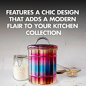 Amici Home Rainbow Metal Storage Canister | Dry Food Storage Container | Airtight Lid | 64 Ounce Capacity | Modern Home Décor | Decorative Metal Canister for Kitchen Countertop (Large)
