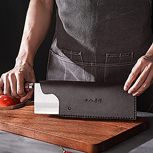 SHI BA ZI ZUO Knife Guard Leather Knife Sheath for F208-2 Chef Knife and 7'' to 8'' Cleavers