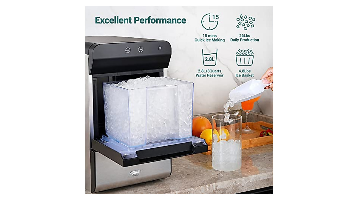Gevi Nugget Ice Maker - Compact, Quiet, Self-Cleaning | Perfect for Homes