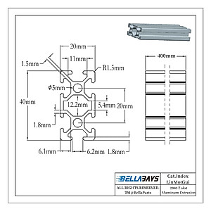 2pcs 2040 T Slot Aluminum Extrusion Profile 400mm 15.74inch European Standard Anodized Extruded Linear Rail Guide Frame for 3D Printer Laser Engraving CNC Automation Equipment DIY Black BELLA BAYS