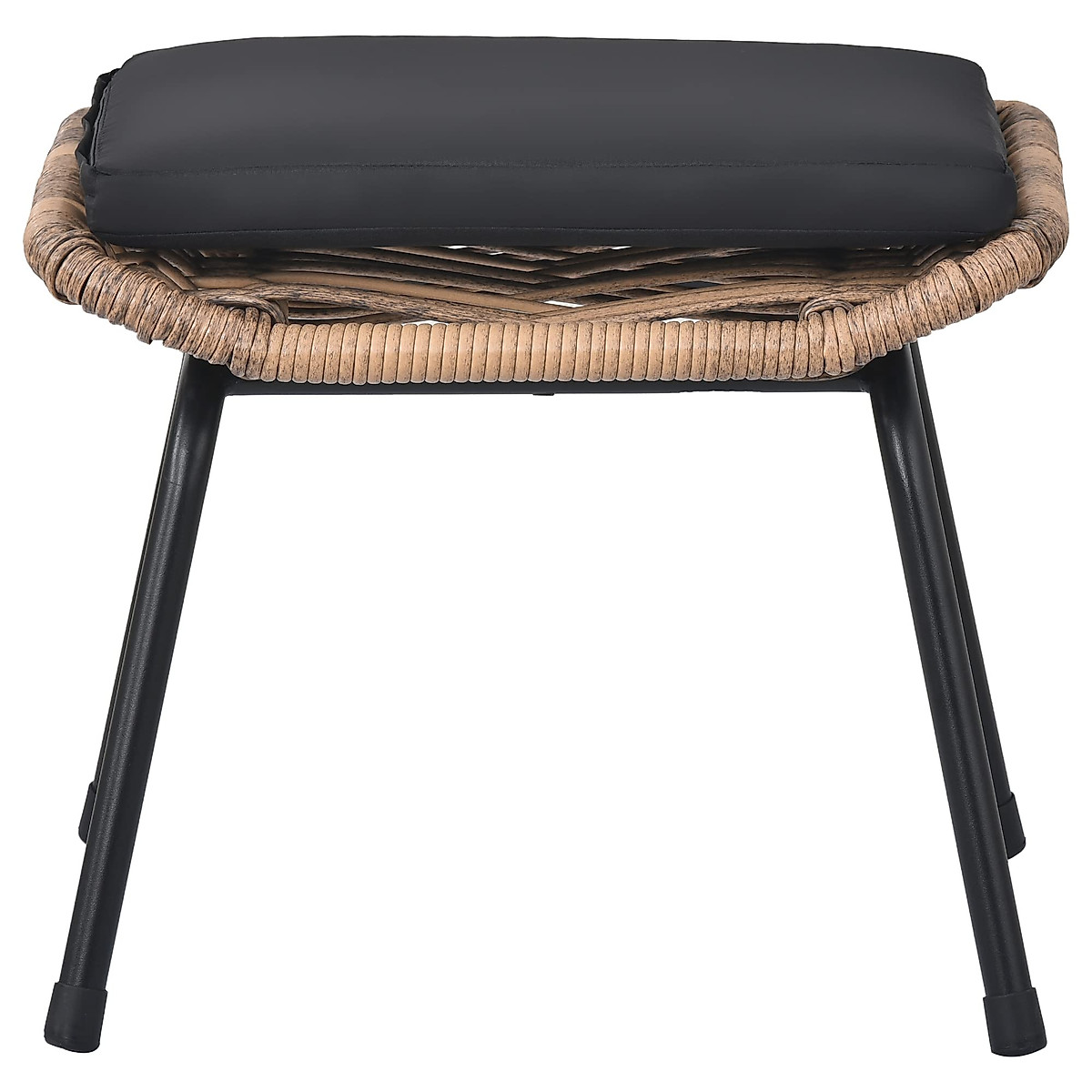 Merax Dark Gray 5-Piece Outdoor Patio Rattan Bistro Set, All-Weather PE Wicker Arm Stools and Glass Tea Balcony, Porch Yard Natural, 2 Chairs + 1 Table