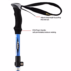 A ALAFEN Aluminum Collapsible Ultralight Travel Trekking Hiking Pole for Men and Women, Blue 1PC