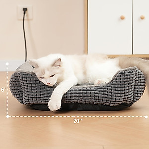 MARUNDA Heated Cats Bed for Indoor Use, Electric Cats Heated Bed Pets Heating Bed for Cats and Small Dogs, Washable Pets Bed with Automatic Heating Pad (23x20x7 Grey)