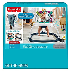 Fisher-Price Jumperoo Baby Bouncer and Activity Center with Lights and Sounds, Astro Kitty SpaceSaver