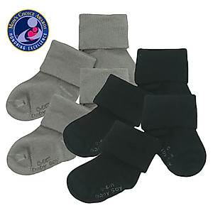 Babysoy Unisex Baby Grip Socks with Non-Skid Soles – Toddler Grip Socks for Infants – Non-Slip Baby Socks with Grips – Anti-Slip Ankle Socks for Crawling- Pack of 4s (0-6 Months, Pirate/Thunder)