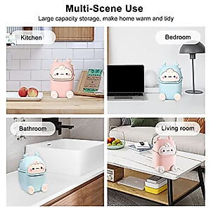 SHAIDOJIO Cute Desktop Trash Can, Creative Mini Garbage Can with 90Pcs Trash Bags, Small Desktop Plastic Waste Basket with Flip Lid for Bathrooms, Kitchens, Offices, Dressing Table (Pink)