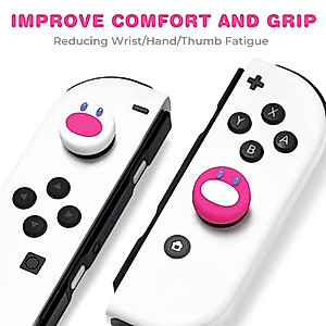 Switch Thumb Grips Joystick Caps Compatible with Nintendo Switch/OLED/Lite Controller Accessories,FUNLAB Cute Silicone Analog Stick Cover,4PCS - Wugtrio Pink & Wiglett White